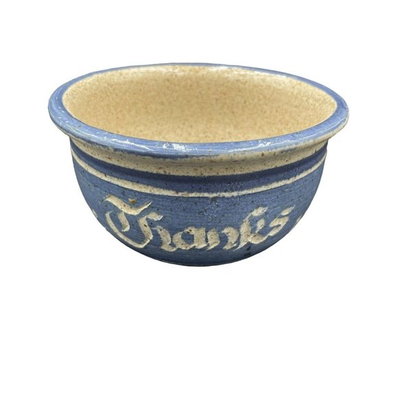 Handmade | Dining | Signed Scripture Pottery Bowl Religious Blue Give ...